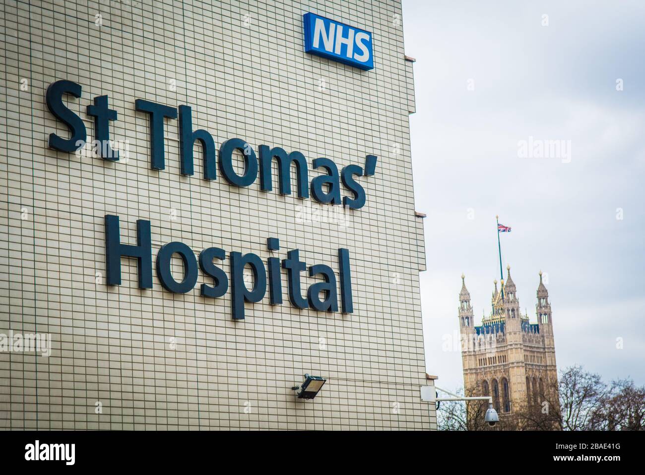 St Thomas Hospital, a large and historic NHS teaching hospital opposite ...