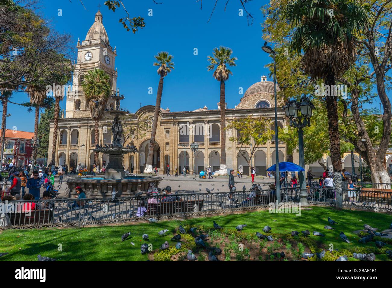 Plaza 14 de Septiembre, or Main Square of 14 September with the ...