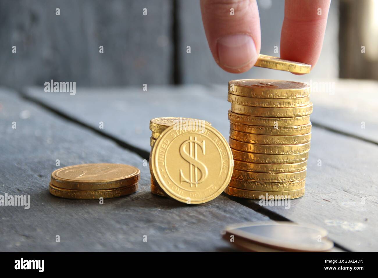 Graph of profit from gold coins. Vintage style Stock Photo - Alamy