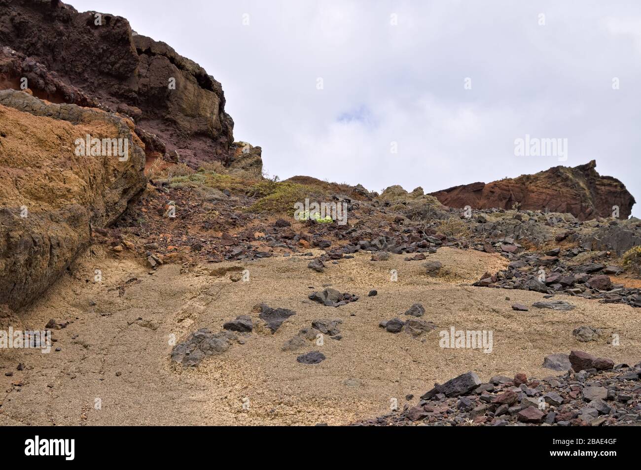 Geological layers in the rocks and stones of the cliffs in Madeira ...