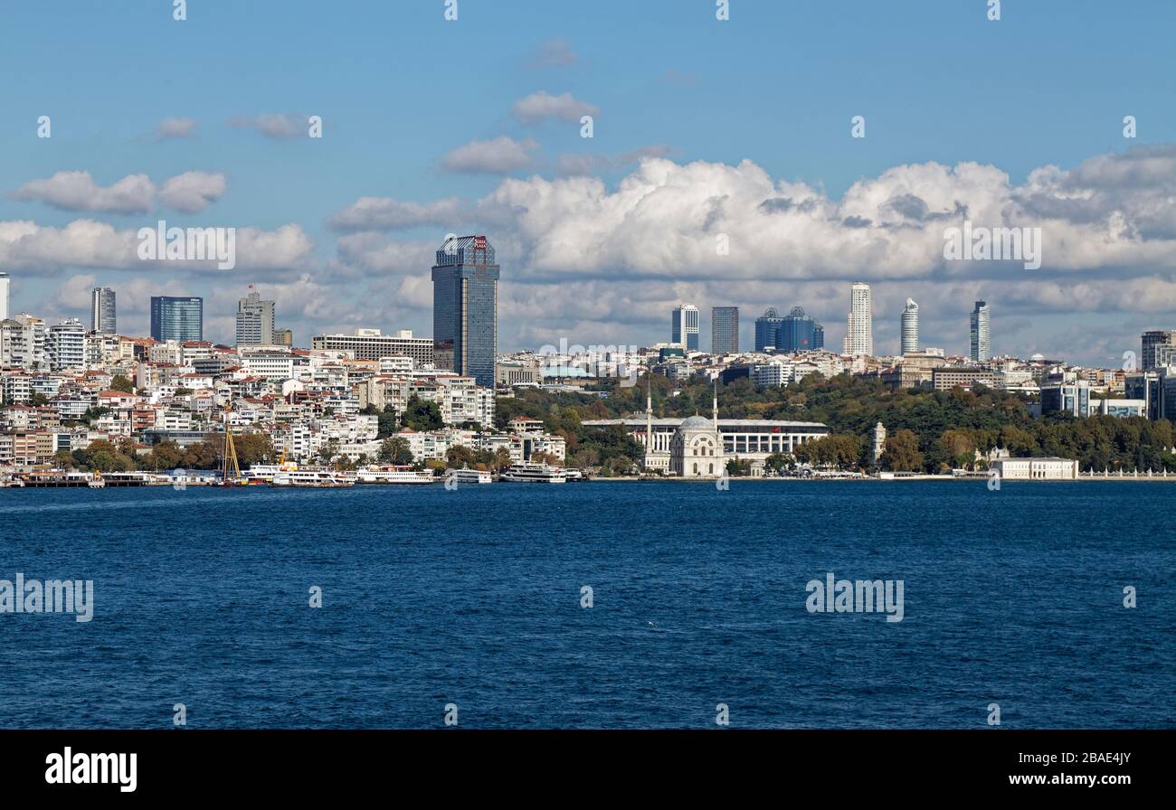 Part of the Port of istanbul with its various Ferries moored alongside ...