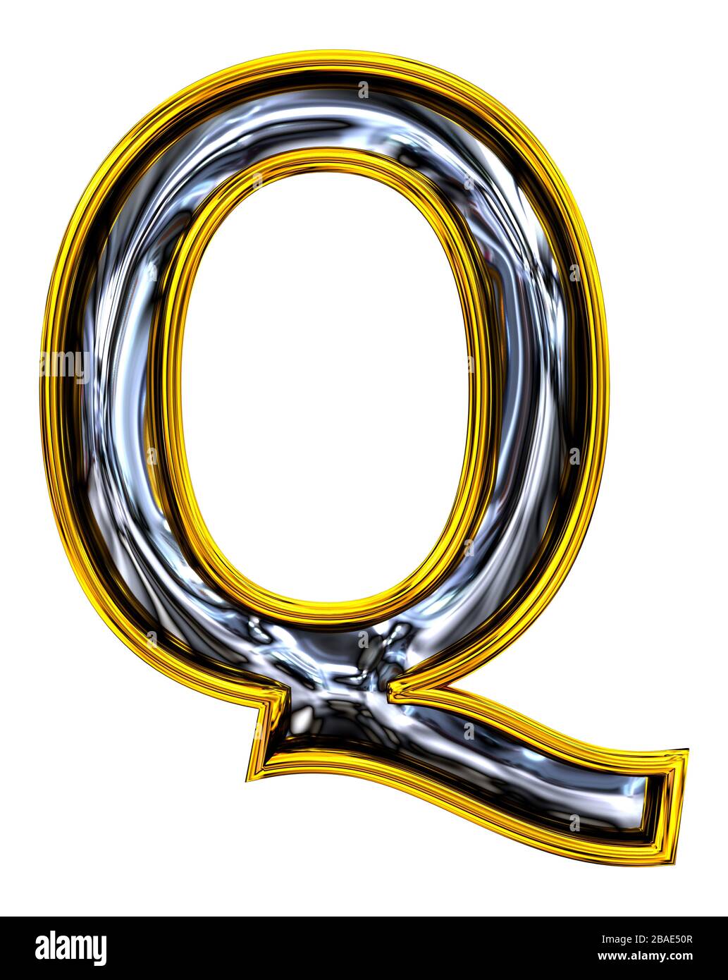 3D rendering. Uppercase Letter Q. Crisp Door number style font ...