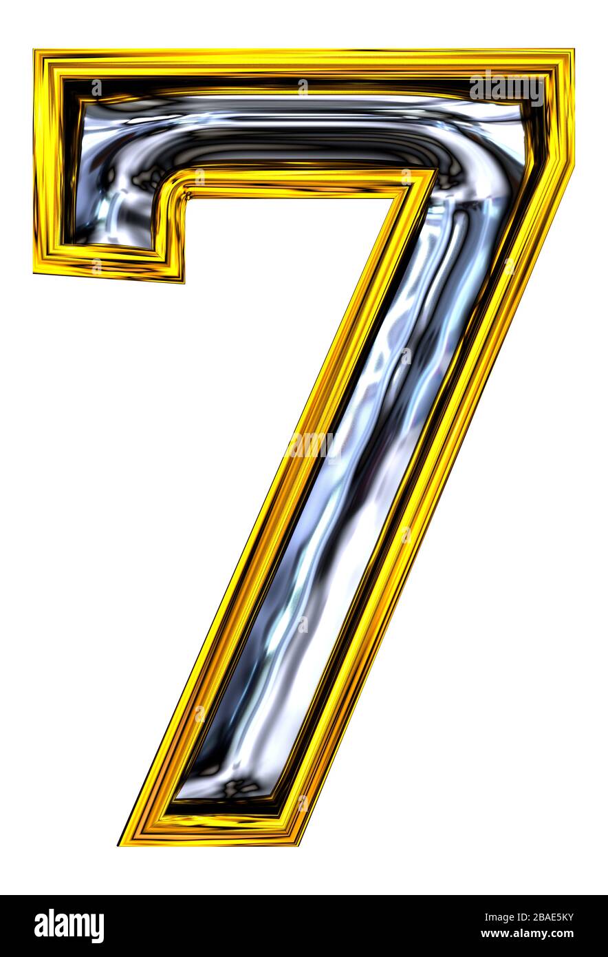 3D rendering, number seven 7. Embossed steel graphic. Clean high resolution ABC render. Pristine ...