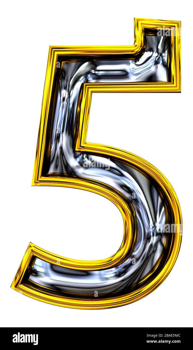 3D rendering, number five 5. Embossed steel blend. Cool Door number ...