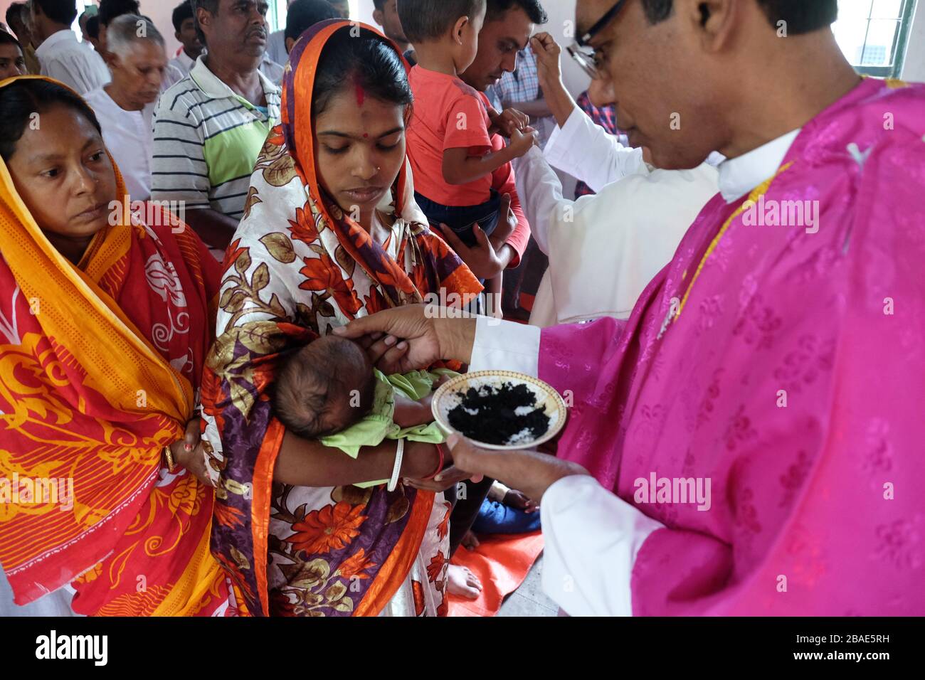 Ash wednesday celebration in a catholic church in Chunakhali, West ...