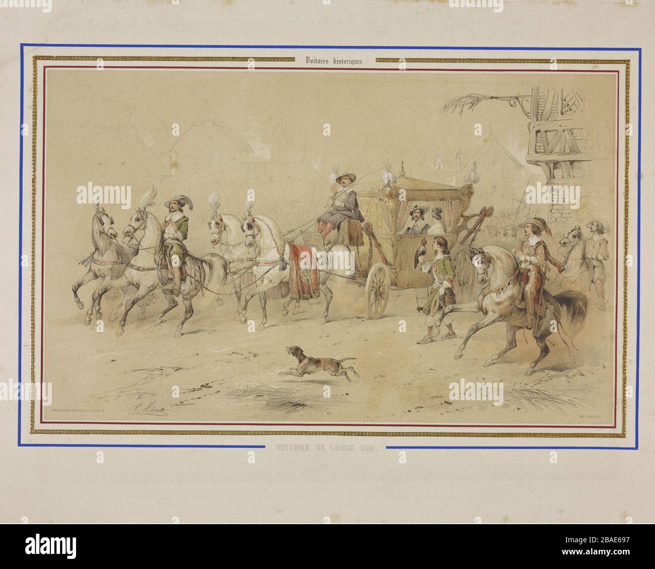 Historical carriages: the carriage of Louis XIII. Lithograph by Jean ...
