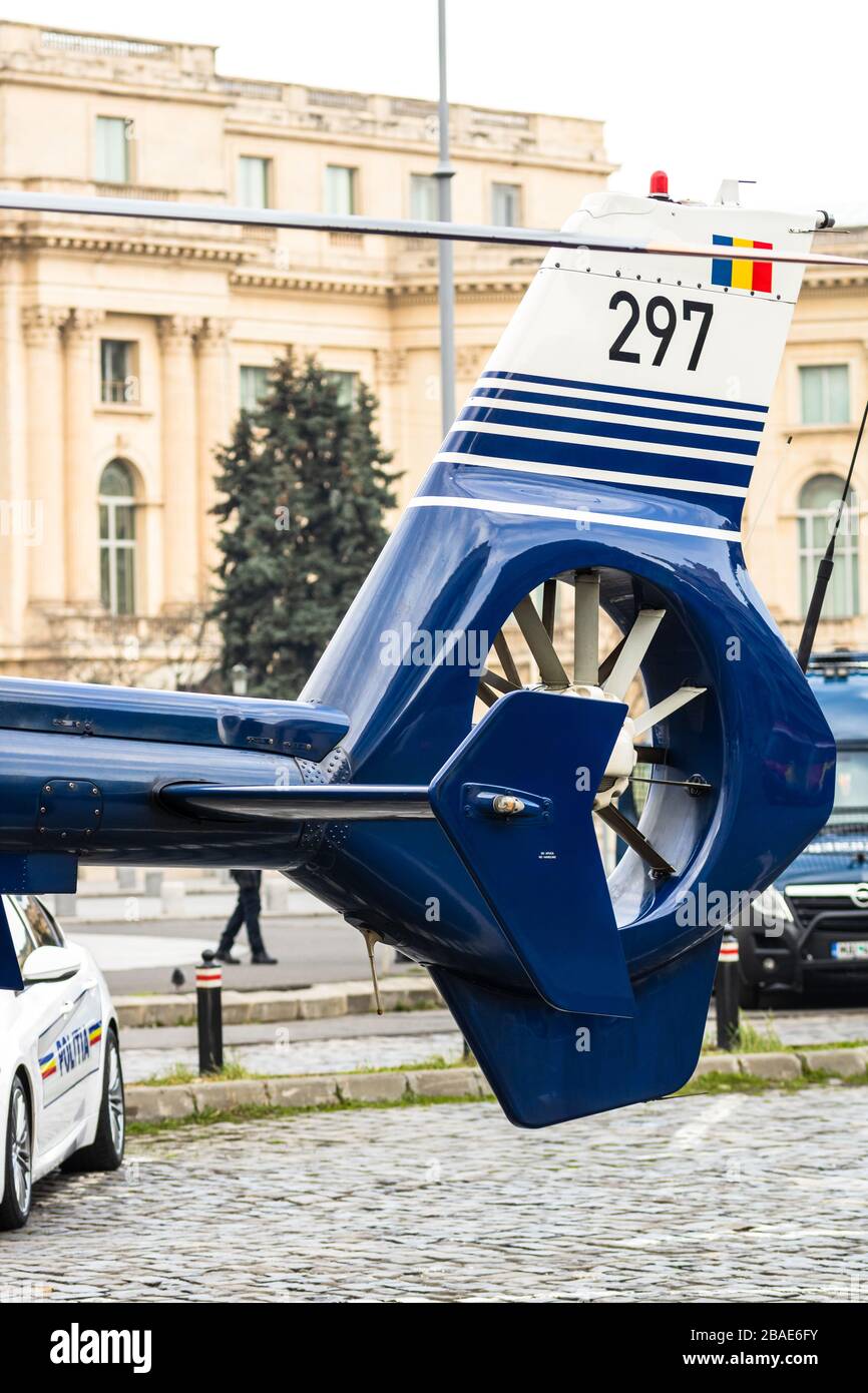Romanian Police (Politia Romana) helicopter in front of the Home Office ...