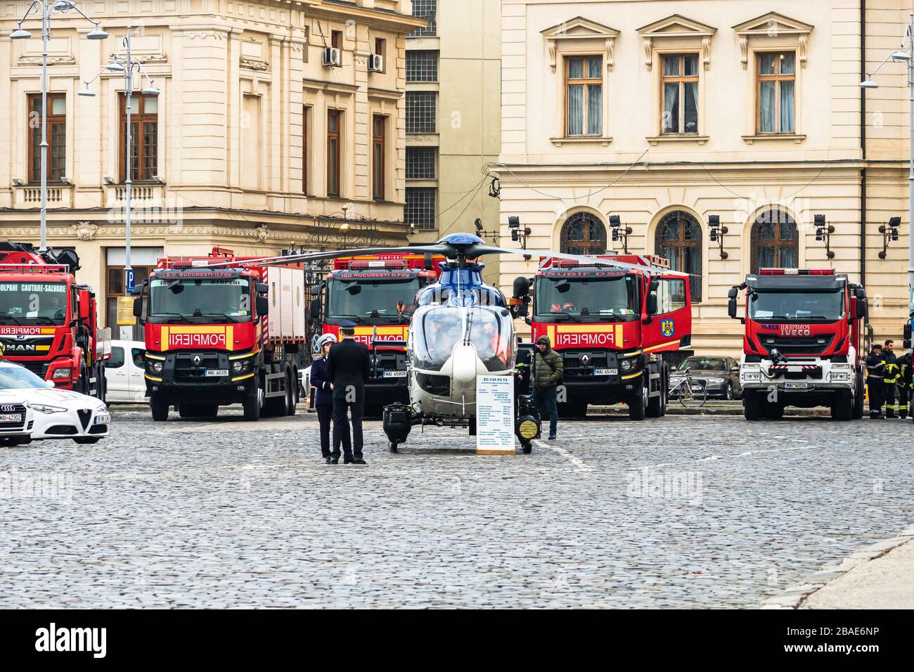 Romanian Police (Politia Romana) helicopter in front of the Home Office ...
