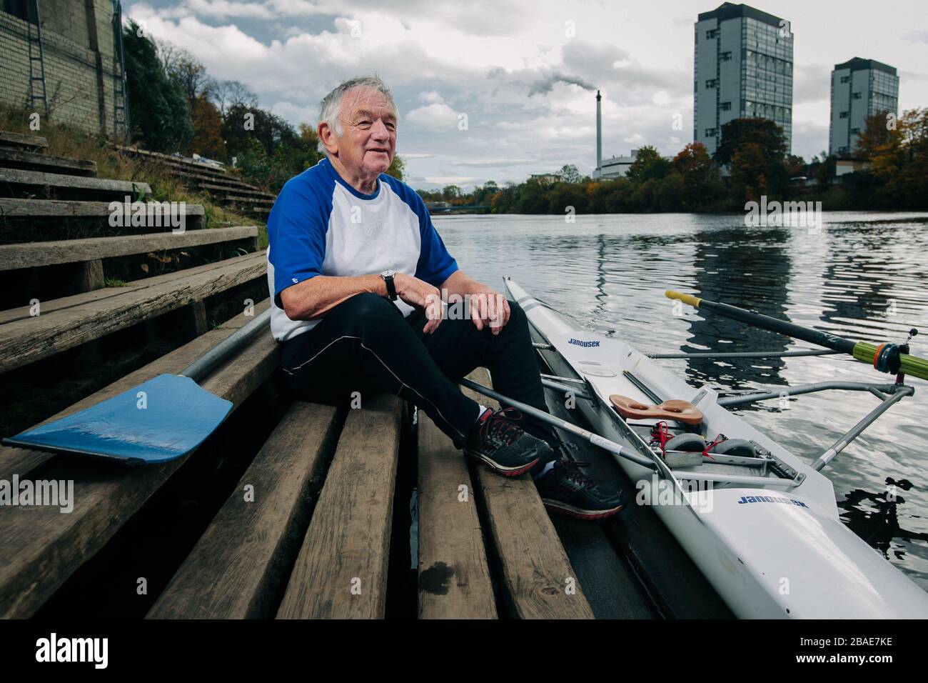 Rowing coach Gordon Simpson, at Clydesdale Rowing Club, Glasgow Stock ...