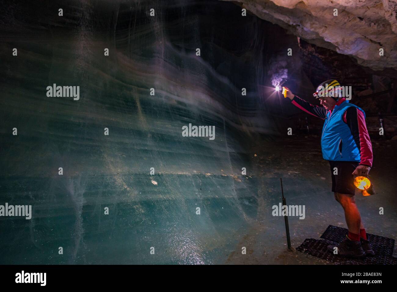 The Schellenberger ice cave in Untersberg near Marktschellenberg is ...