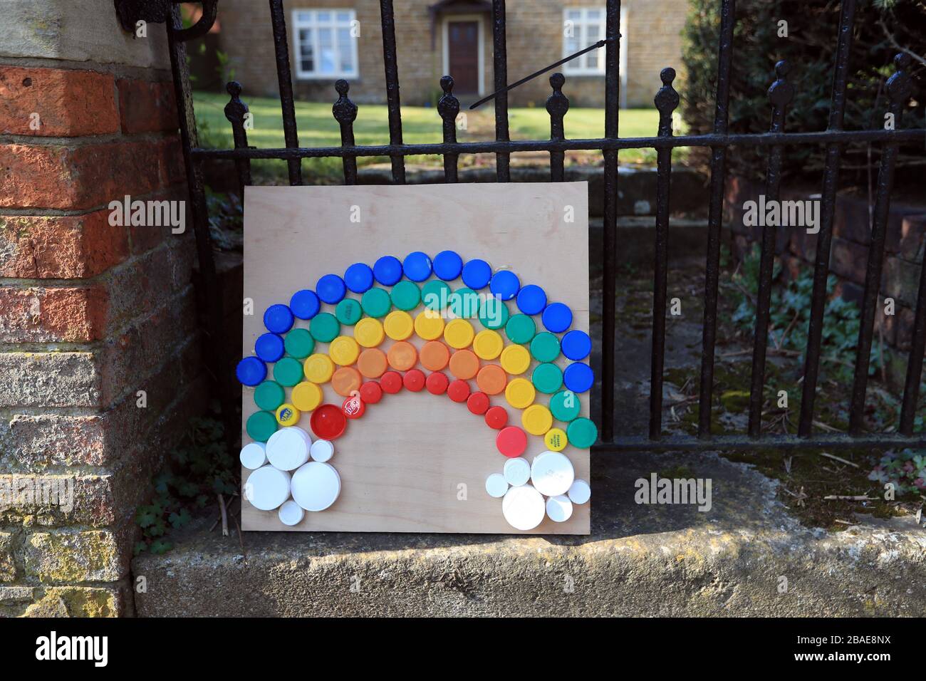 A rainbow made from bottle caps in muston hi-res stock photography and ...