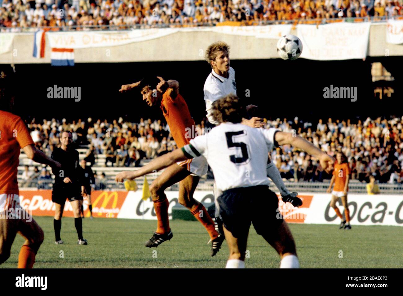 West germanys karl heinz forster heads the ball hi-res stock ...