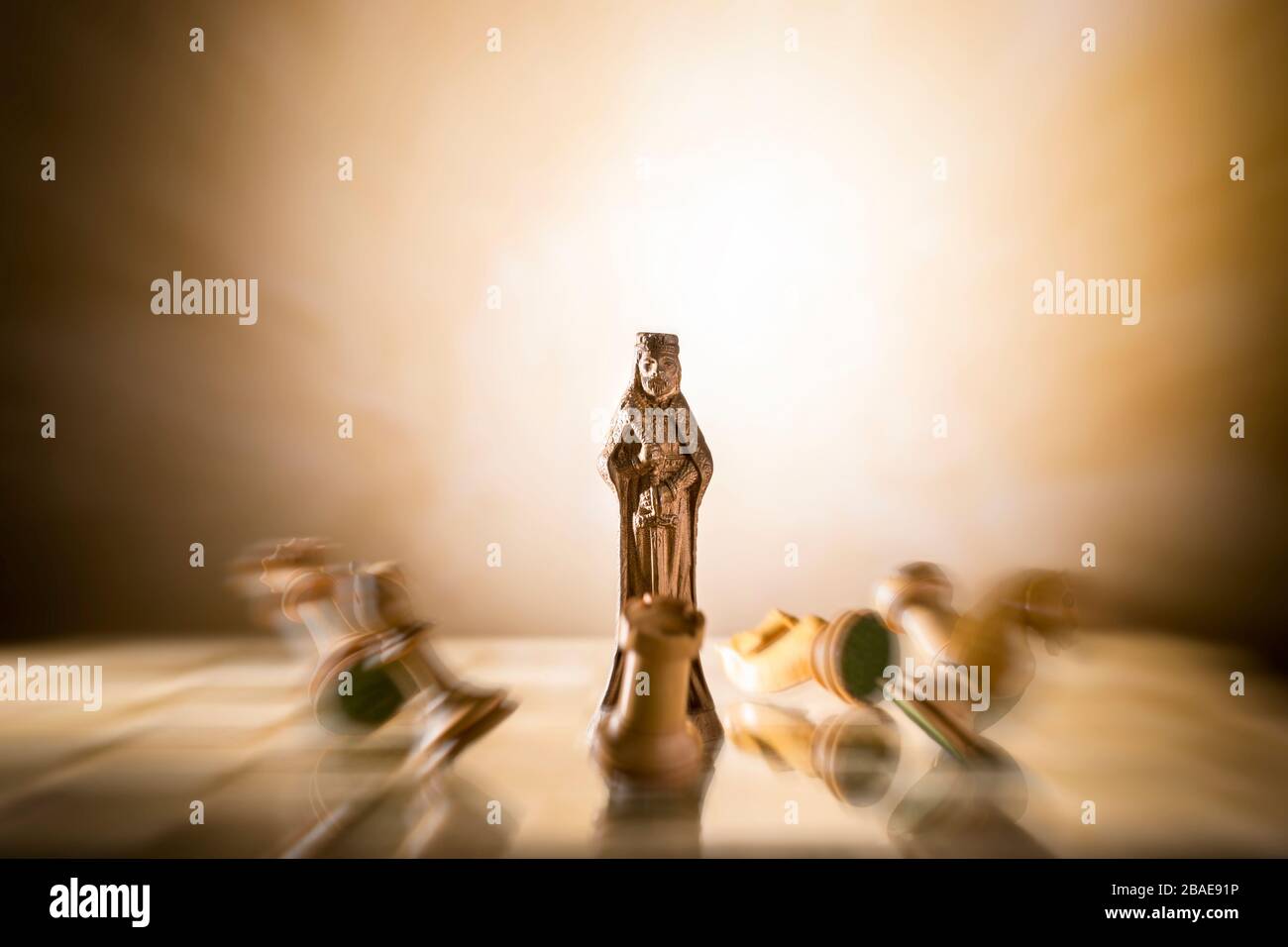 Сhess as an abstract concept. Beautiful antique chess set on marble ...