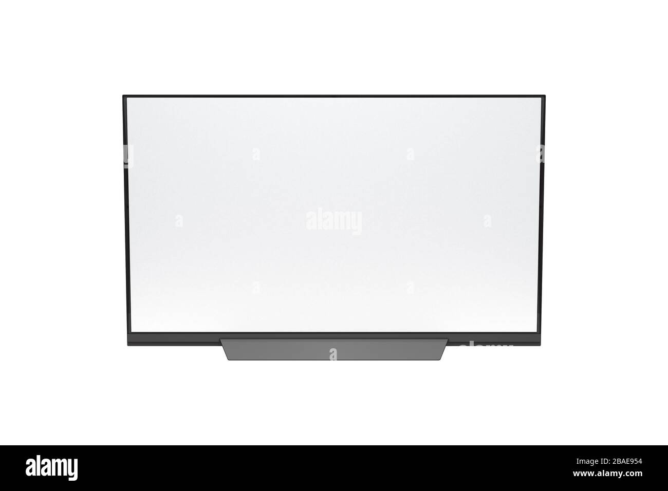 3d rendering, front view of flat screen TV, isolated on white ...