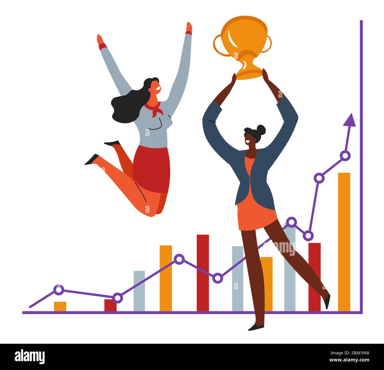Women with award and charts, success at work Stock Vector Image & Art ...