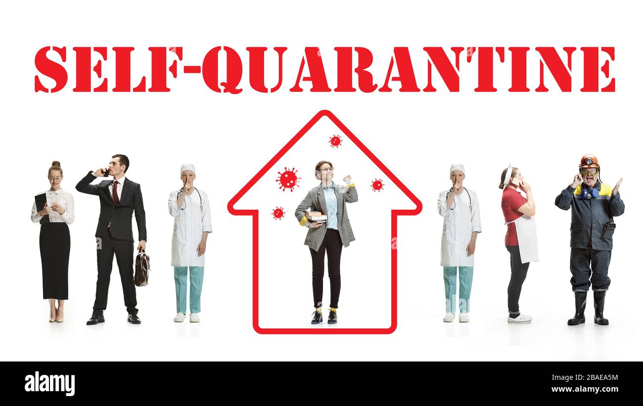 Workers of different professions keeping quarantine against corovanirus ...
