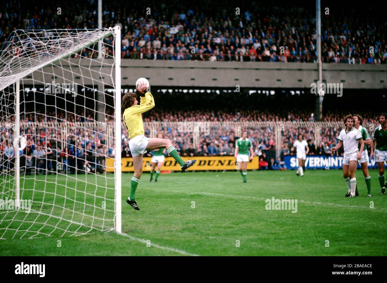 Pat Jennings, Northern Ireland makes a save Stock Photo - Alamy