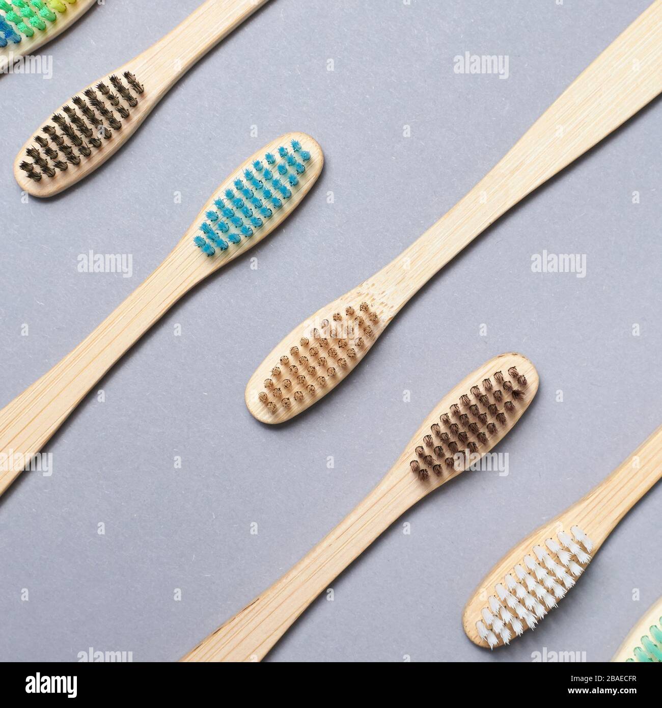 Set of bamboo toothbrushes. Different color Stock Photo - Alamy