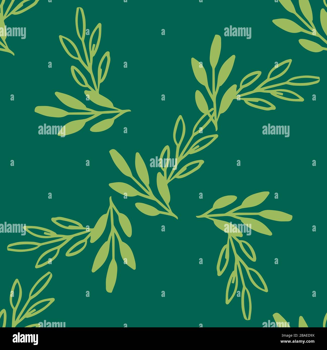 Vector Seamless pattern leaves green color, Botanical Floral Decoration ...