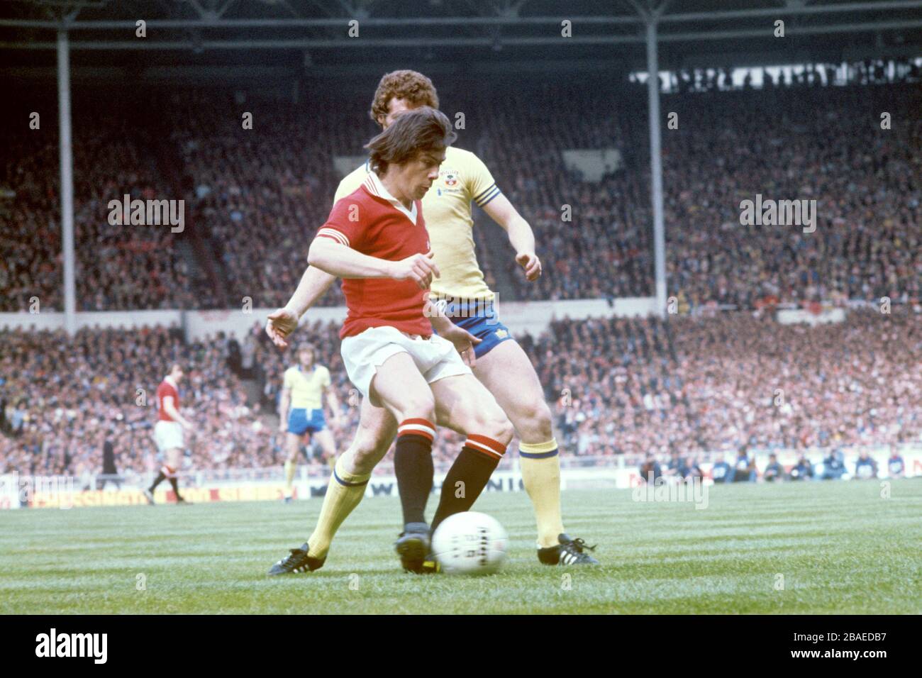 Manchester United's Stuart Pearson shields the ball from Southampton's ...