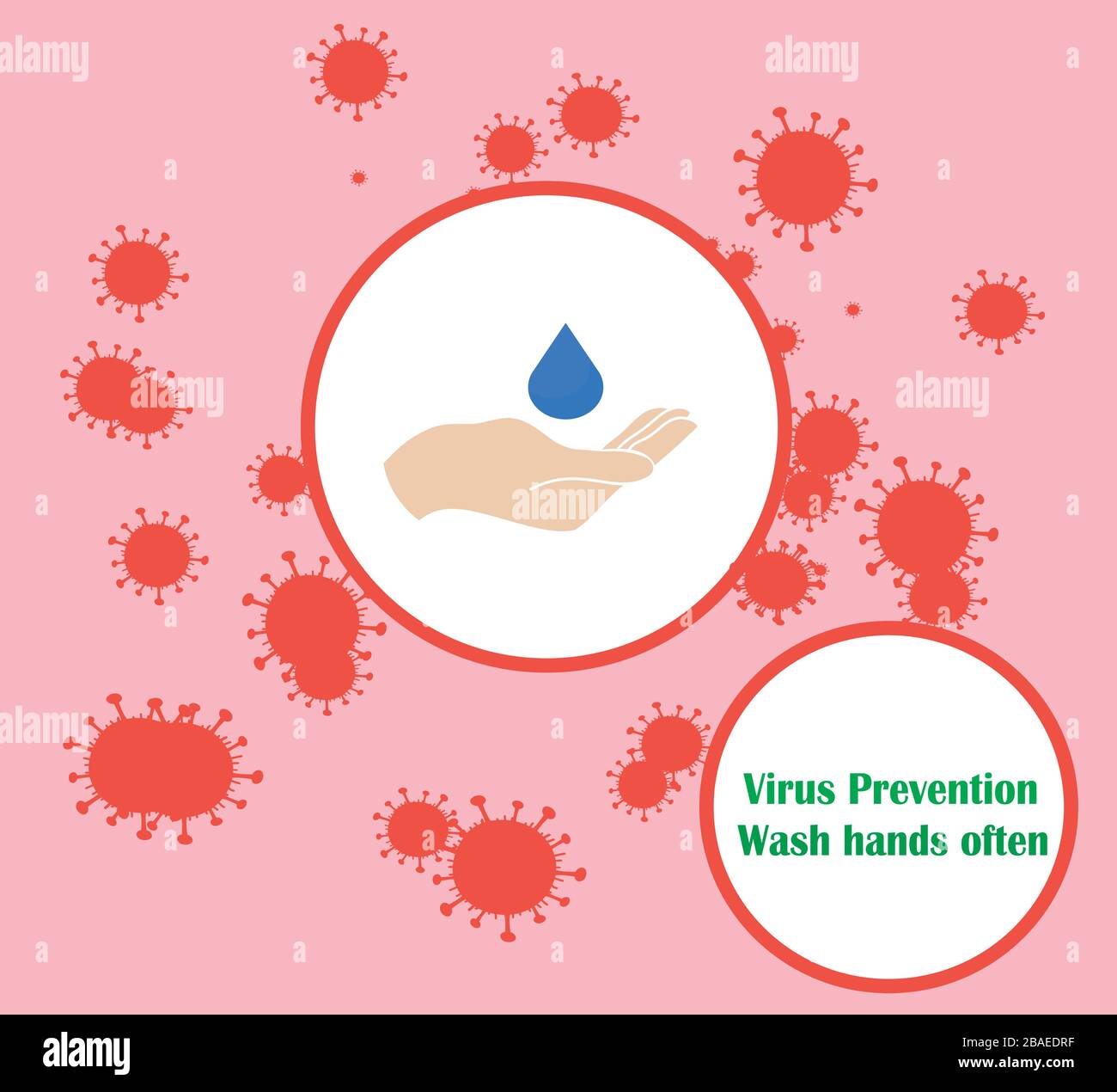 Wash hands often - hand hygiene vector illustration. Microbial and ...