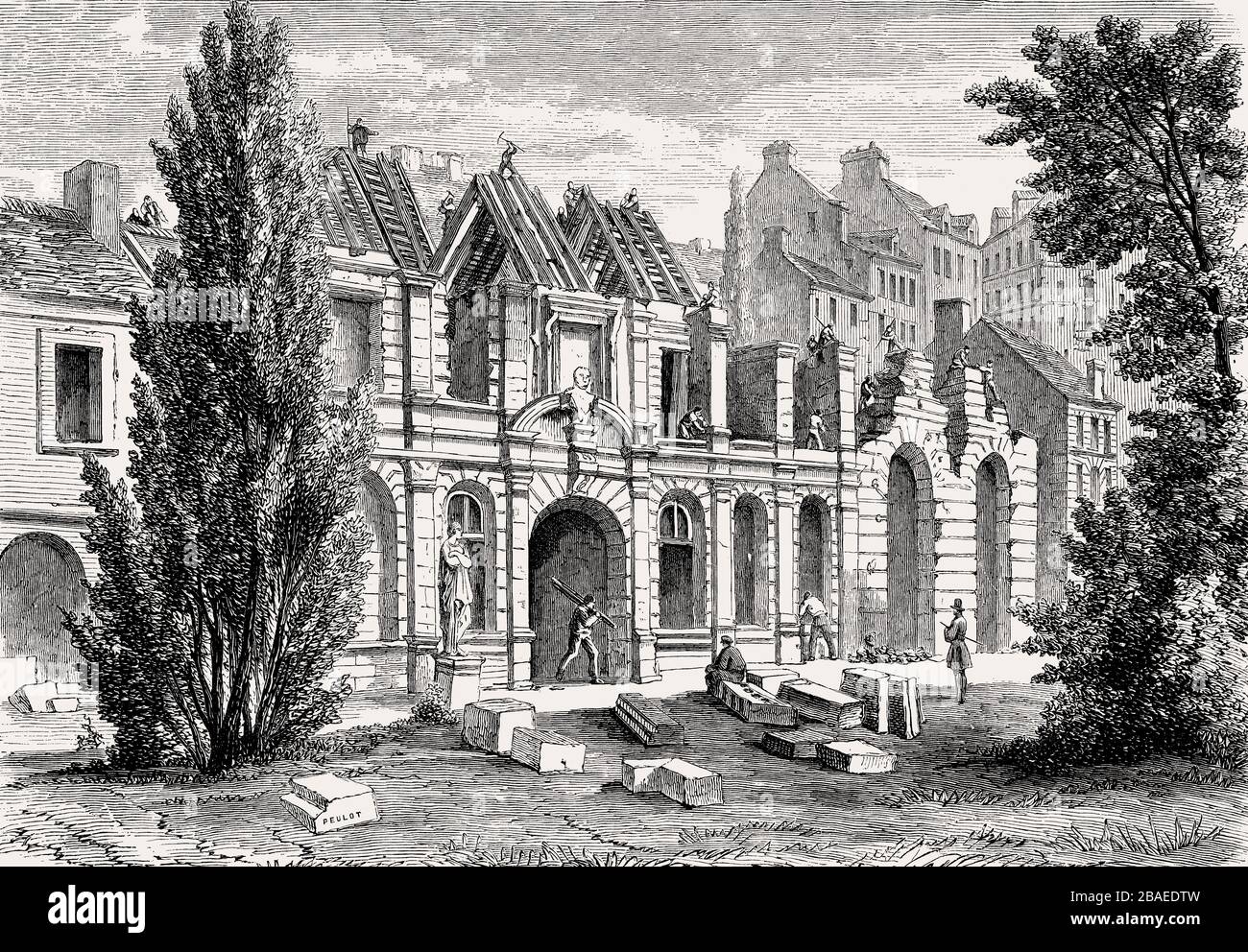 Demolition of the old Orangerie building, Jardin du Luxembourg, Paris ...