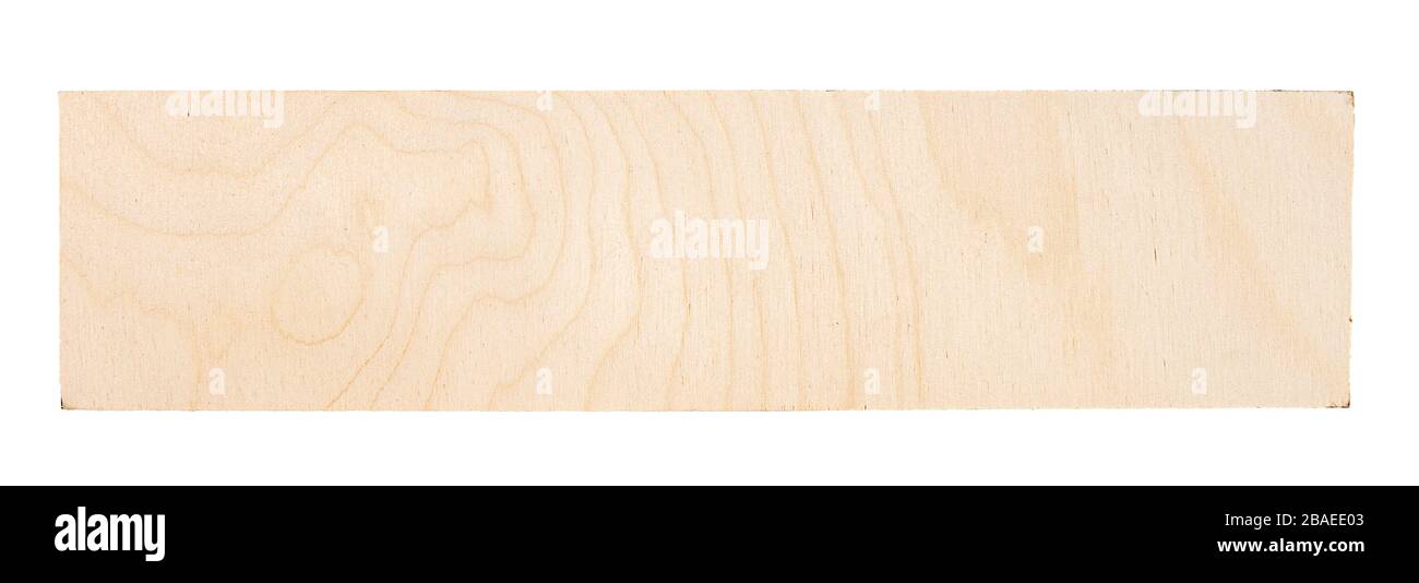 Rectangular piece of birch plywood with a natural texture. Isolated on ...