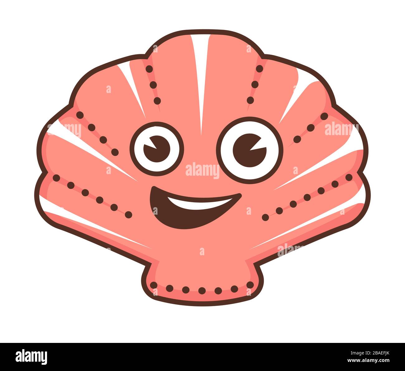 Seashell character with smile on face, marine personage Stock Vector ...