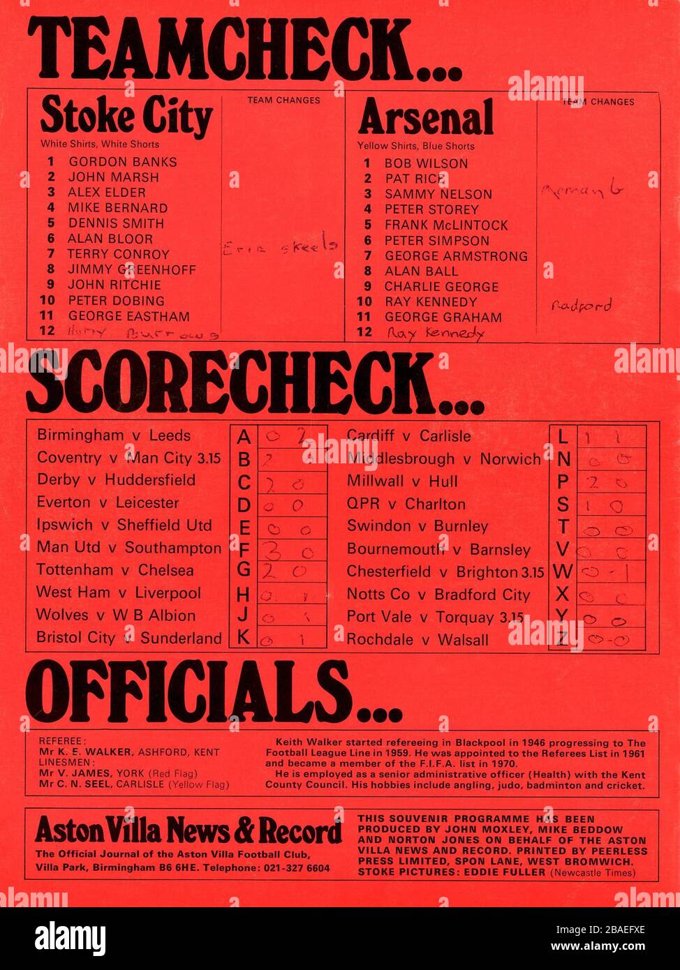 Official match programme hi-res stock photography and images - Alamy