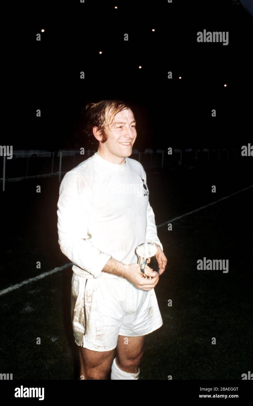 Tottenham Hotspur's winning goalscorer Ralph Coates poses with his ...