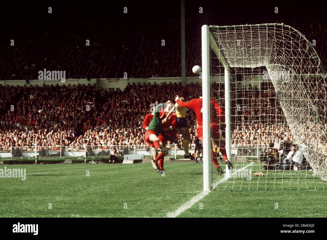 Action in the Liverpool goalmouth Stock Photo - Alamy