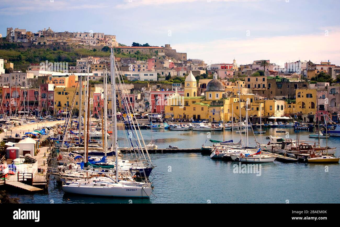 Procida harbour, Procida island, Naples, Campania, Italy, Europe Stock ...