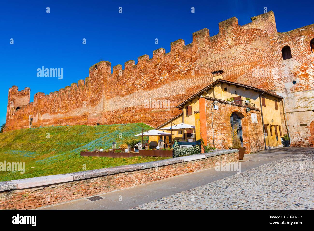Medieval walled town. Castelfranco Veneto, Italy. Brick wall with ...