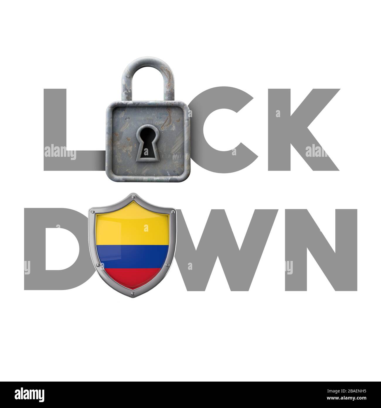 Colombia country lockdown concept during global crisis. 3D Render Stock ...