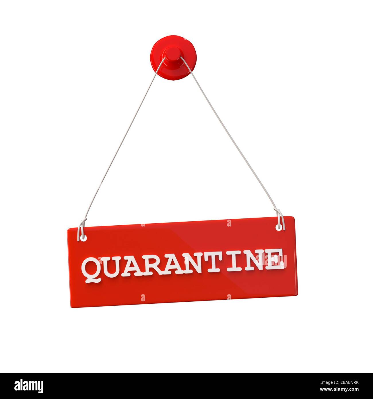 Quarantine door sign isolated on a white background. 3D image Stock ...