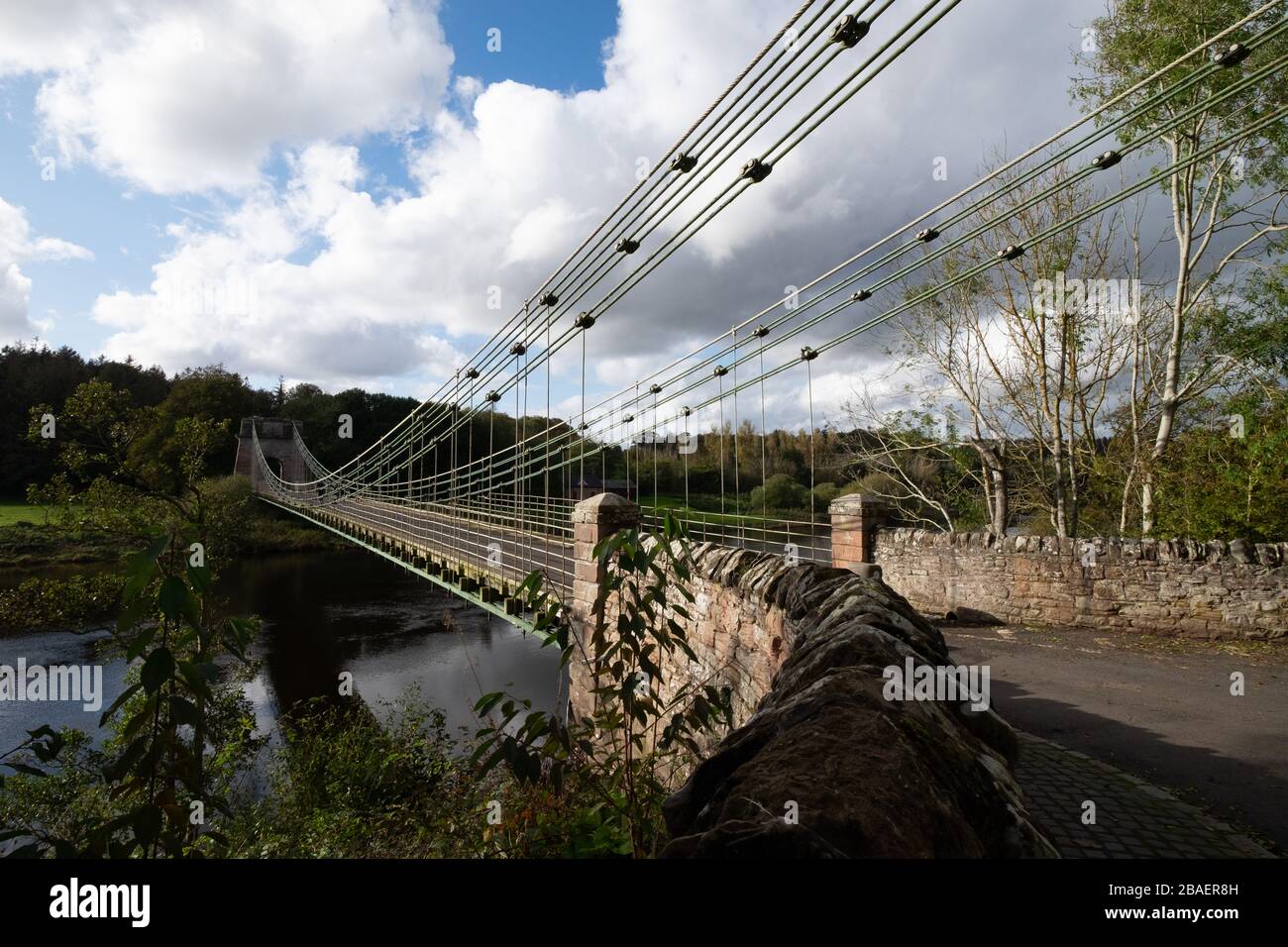 Union Chain Bridge; Berwick-upon-Tweed, Northumberland, England Stock ...