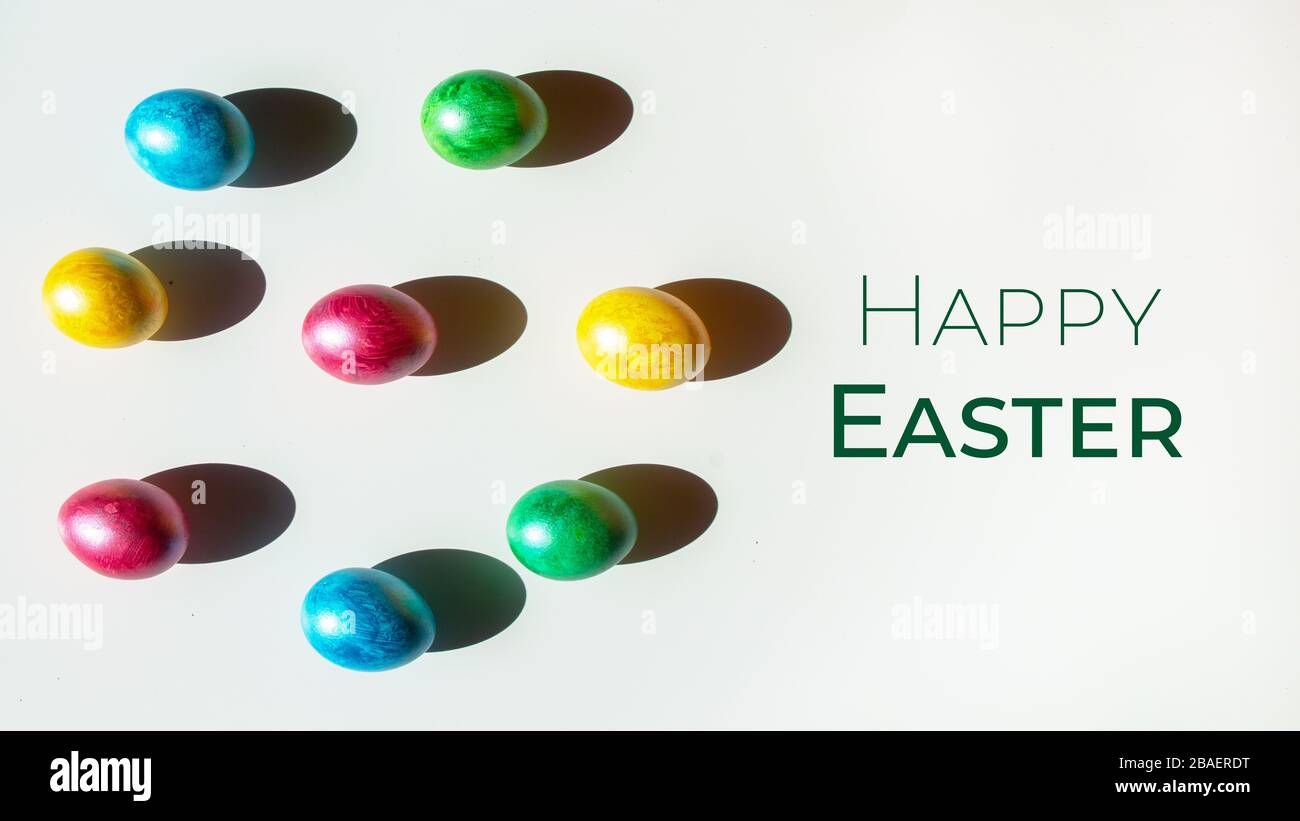 Colorful easter eggs with happy easter word, holiday concept. Happy ...