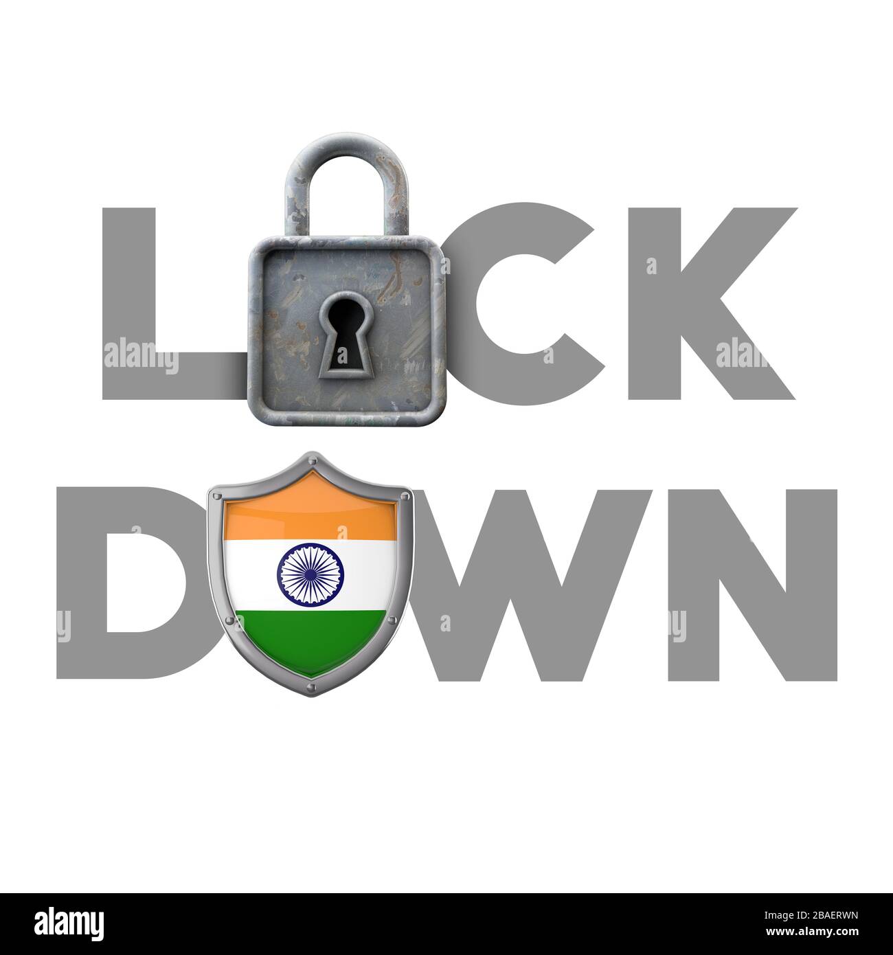 India country lockdown concept during global crisis. 3D Render Stock ...