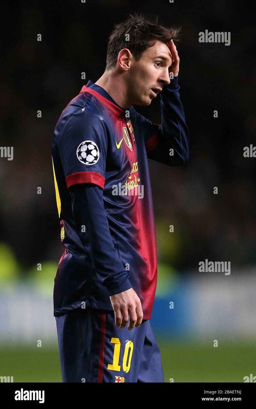 Barcelona's Lionel Messi stands dejected Stock Photo - Alamy
