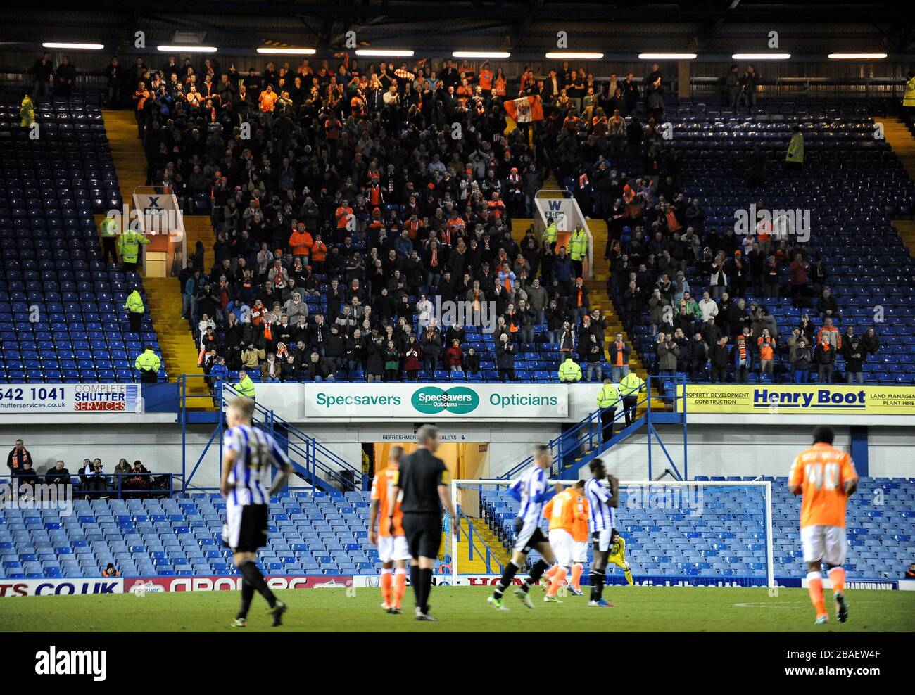 General view as Blackpool fans watch the game from the stands Stock ...
