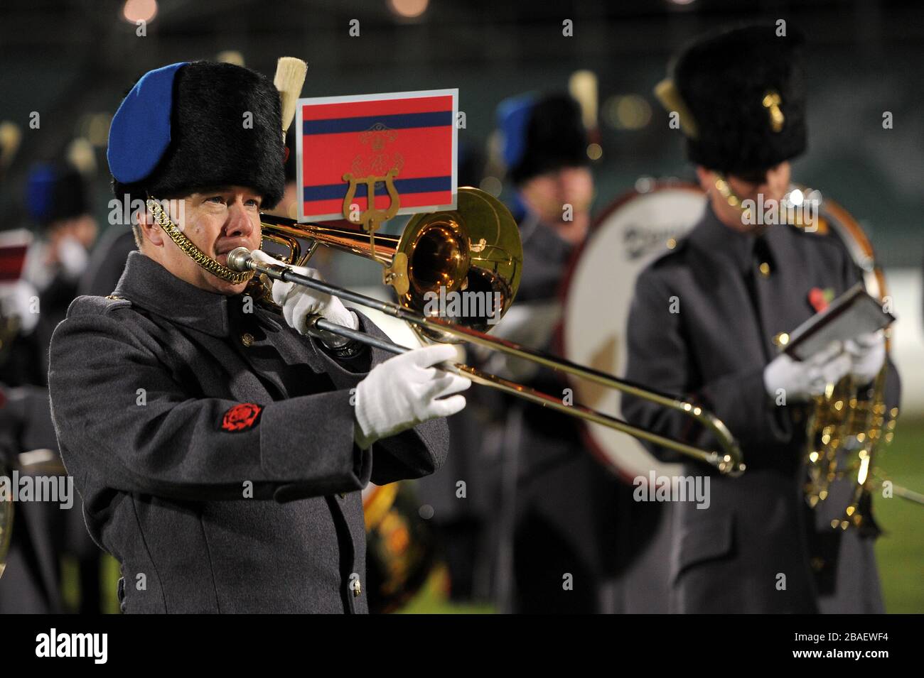 A marching band plays at the Kia Oval ahead of the FA Cup Final Rematch ...