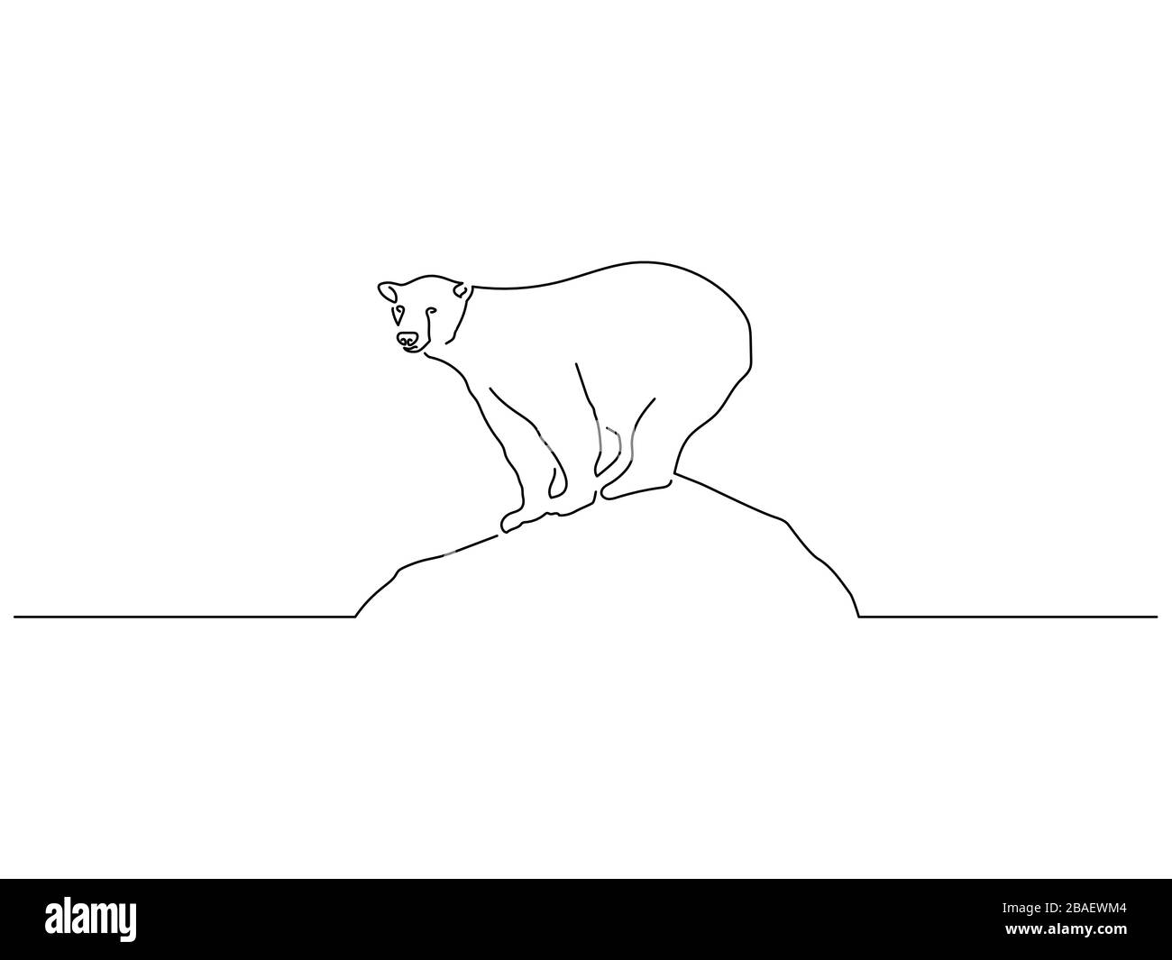 Polar bear isolated line drawing, vector illustration design. Climate ...
