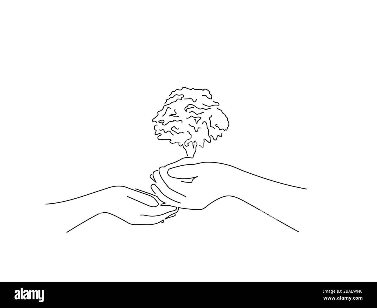 Save the world concept isolated line drawing, vector illustration ...