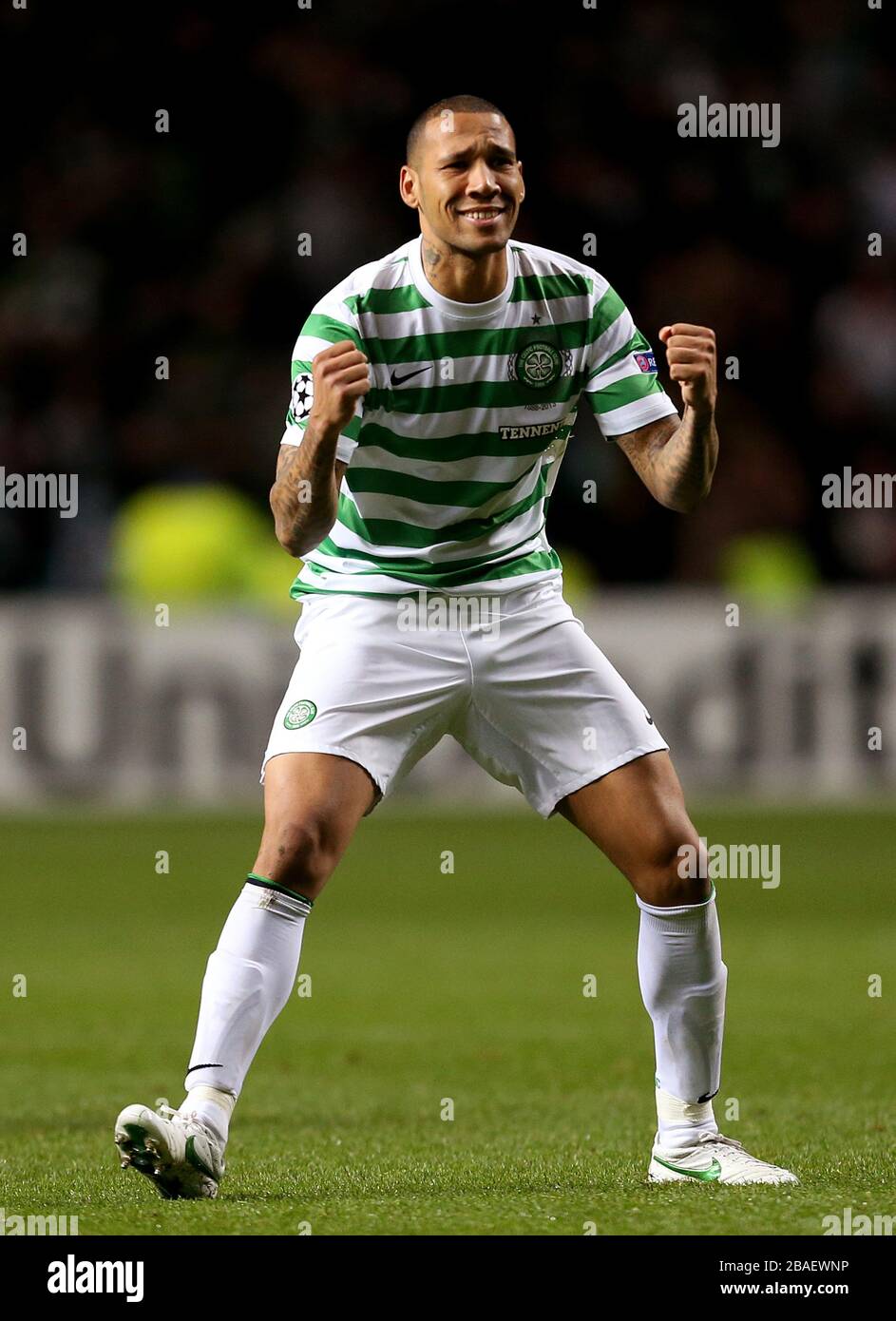 Celtic's Kelvin Wilson celebrates after the final whistle Stock Photo ...