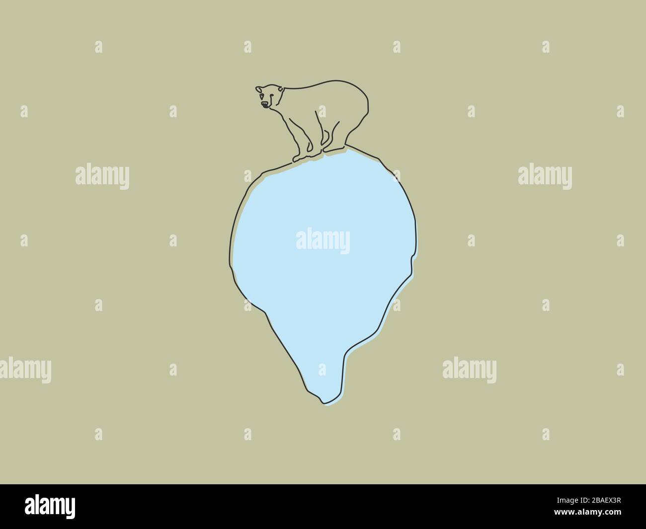 Polar bear isolated line drawing, vector illustration design. Climate ...