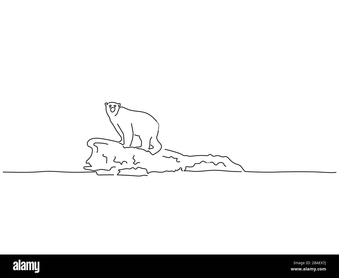 Polar bear isolated line drawing, vector illustration design. Climate ...