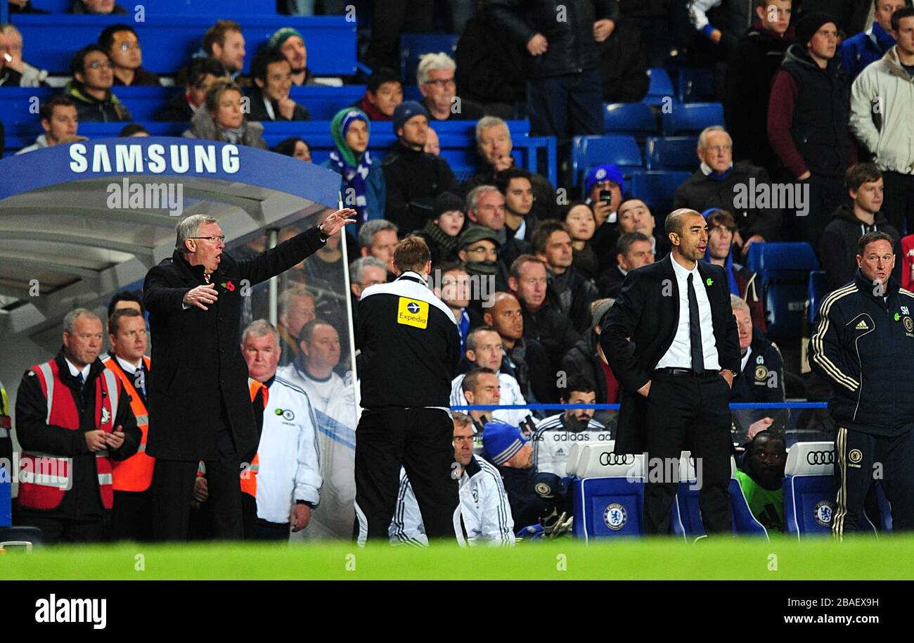 Chelsea manager Roberto Di Matteo (right) and Manchester United manager ...