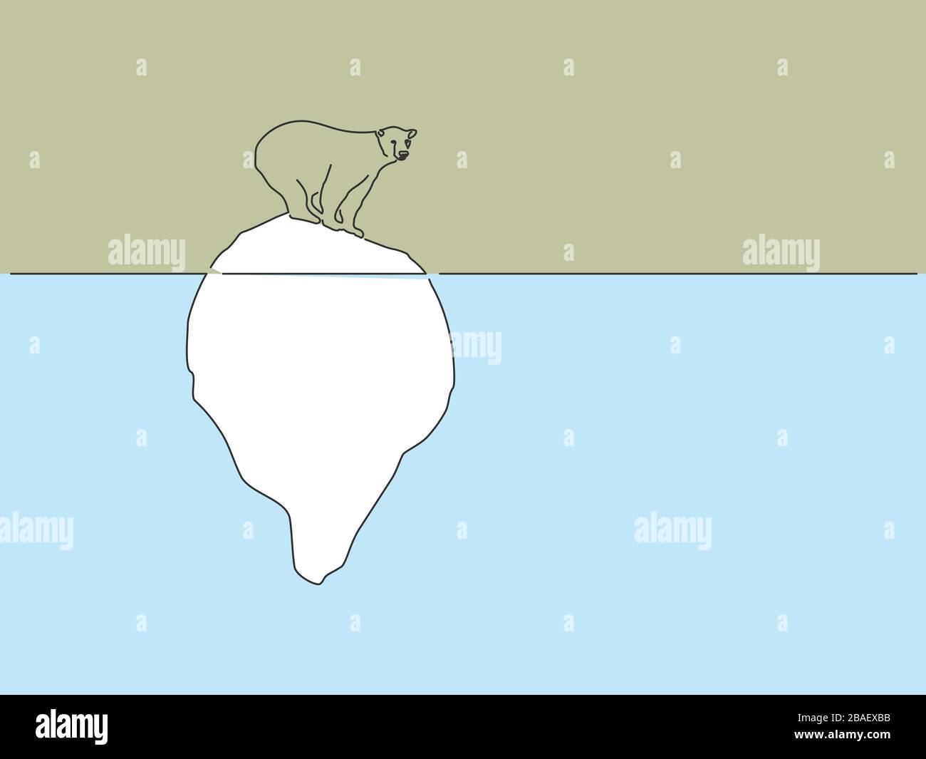 Polar bear isolated line drawing, vector illustration design. Climate ...
