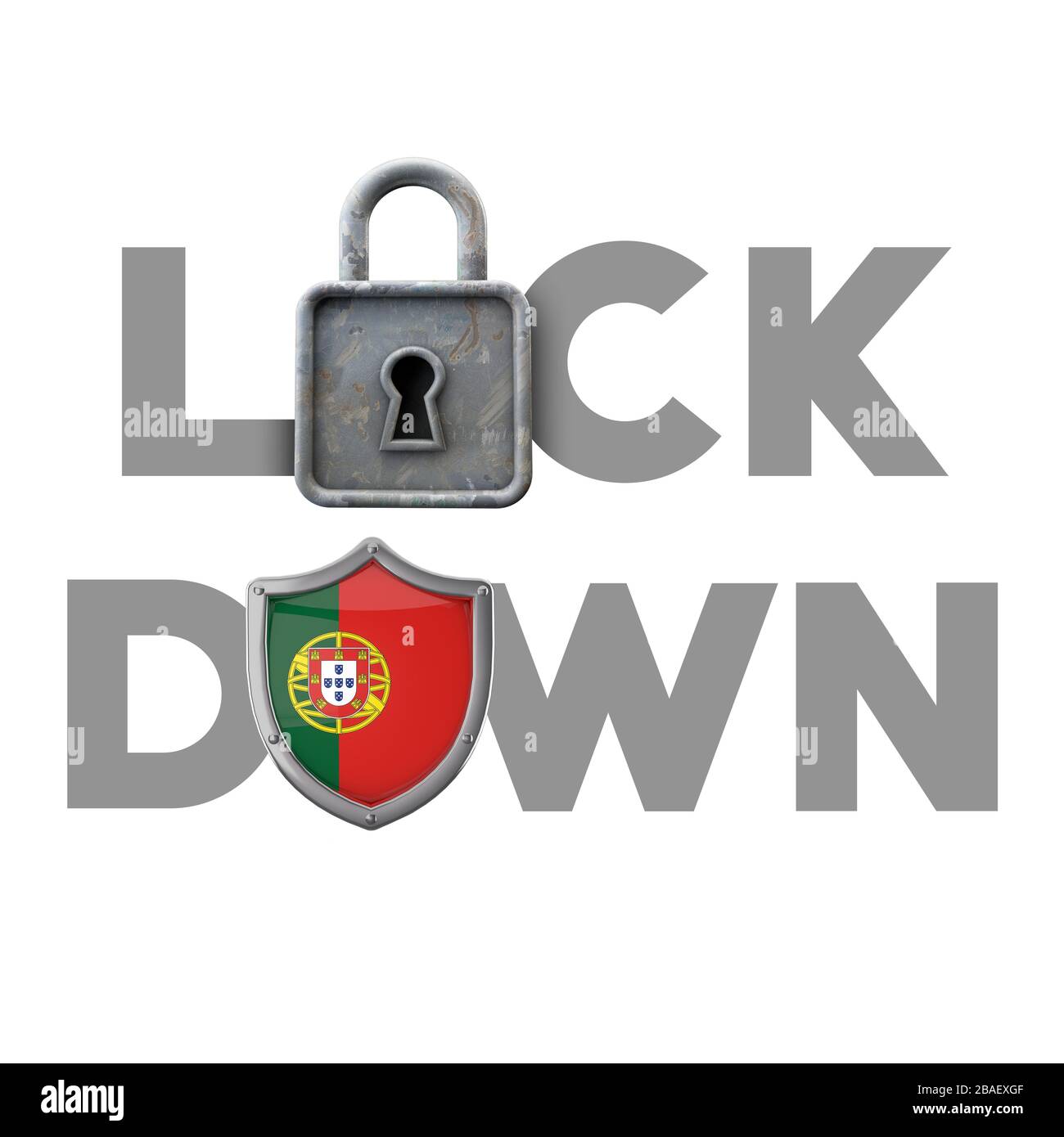 Portugal country lockdown concept during global crisis. 3D Render Stock ...