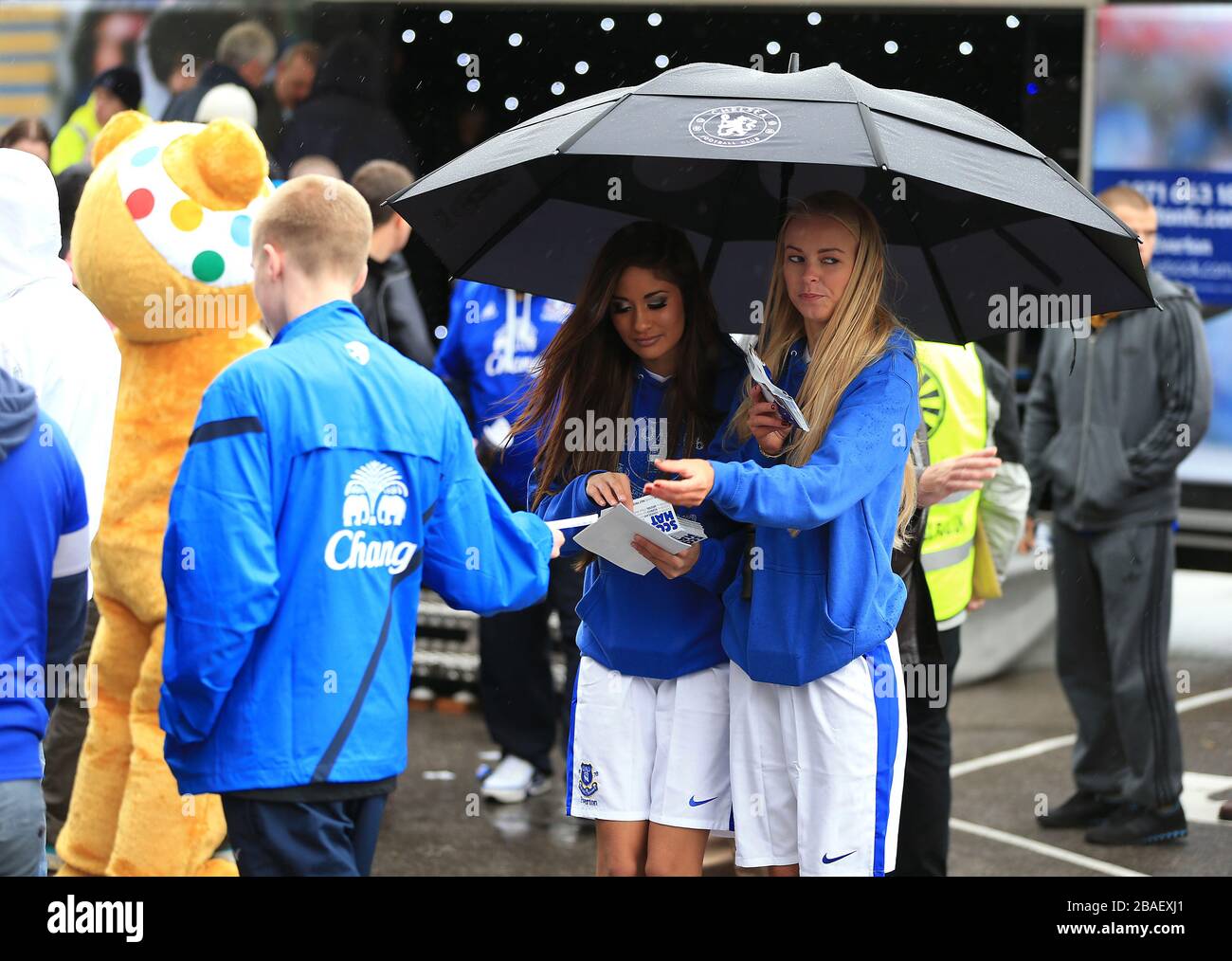 Pre-match roadshow activities at Goodison Park Stock Photo - Alamy
